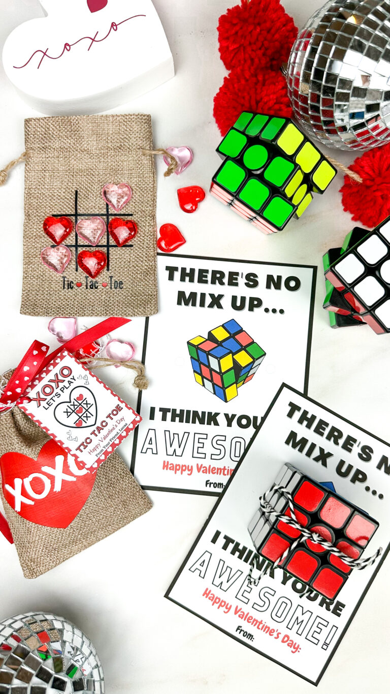 Rubik's Cube and Tic-Tac-Toe Valentines Ideas Plus Free Printable Tags